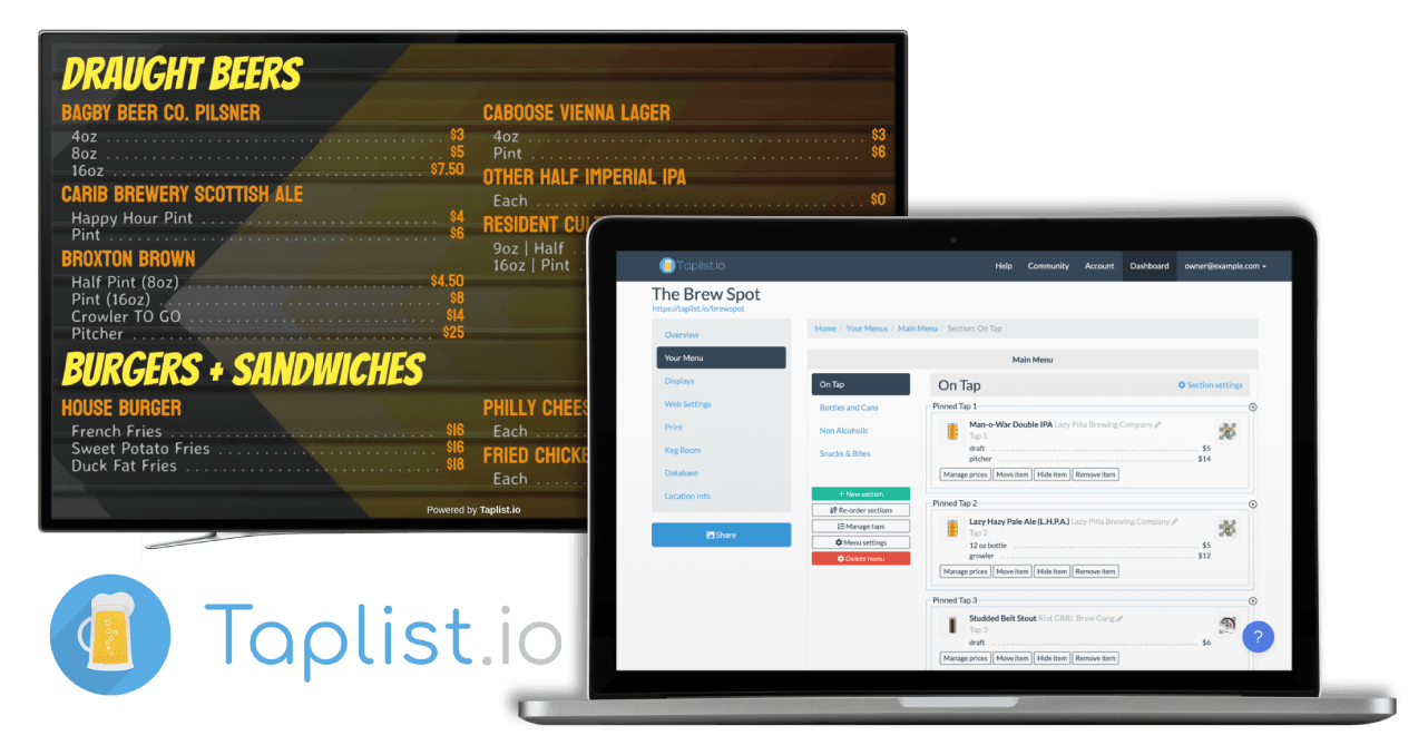 TV Menus Boards for Breweries and Taprooms